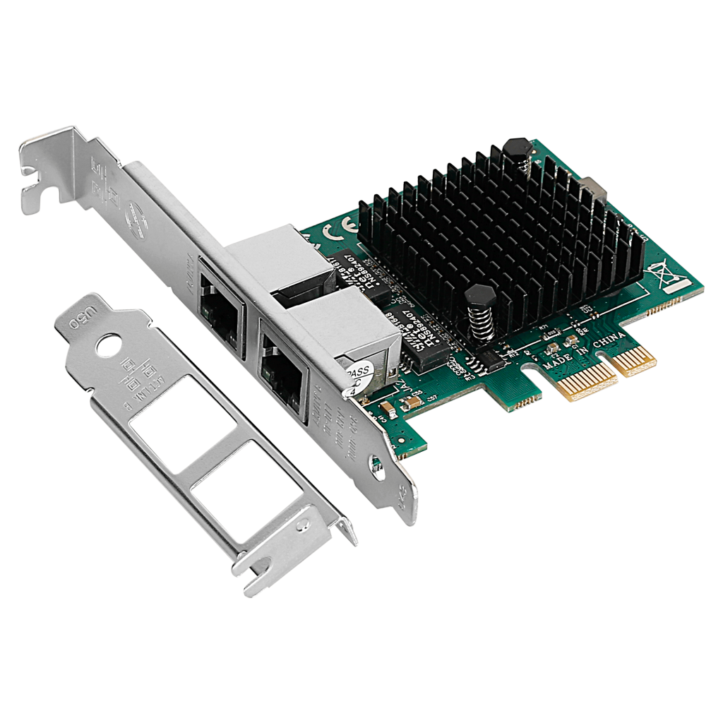 PCIe x1 to 2-Port Gigabit Lan Card (Intel 82571 Chipset)
